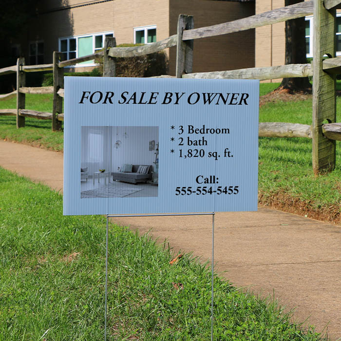 Custom lawn sign for sale by owner